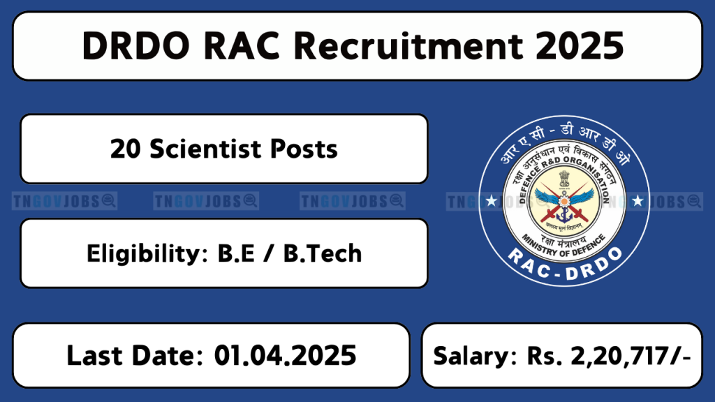 DRDO RAC Recruitment 2025: 20 Scientist Posts; Apply Now!