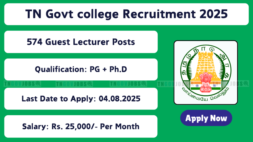 TN Govt Arts and Science College Recruitment 2025: Guest Lecturer Posts ...