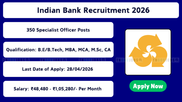 Indian Bank SO Recruitment 2026; Apply Now!